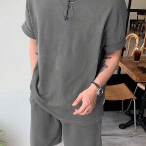 Manfinity | Shirts | Manfinity Mens Summer Solid Color 2pcs Outfit ...